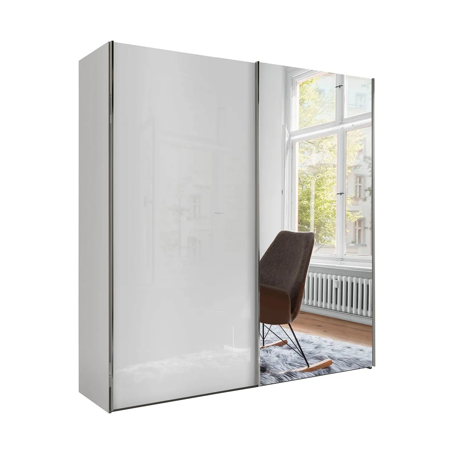 Monaco 3000 White 2 Door Sliding Wardrobe with Mirror – Home Of Wardrobes